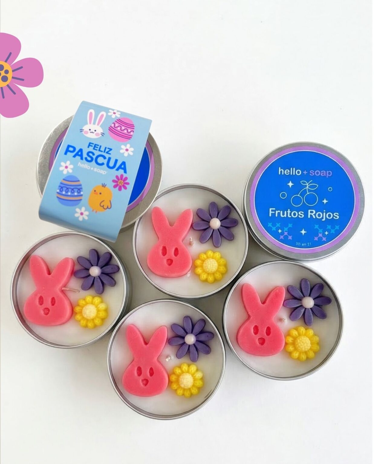 Vela conejo y flores - Hello Soap